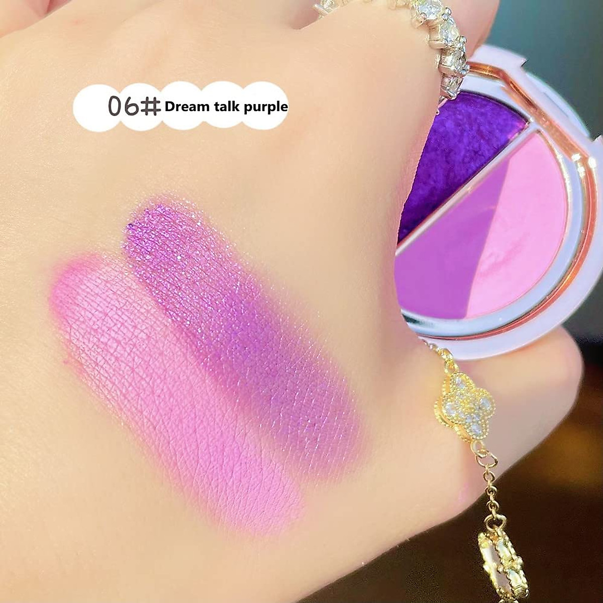 Timipoo Double color eye shadow, high pigment eye makeup palette, matte shimmer metal eye shadow powder, waterproof and durable color eye shadow (06#Dream talk purple)