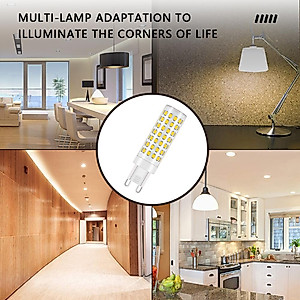 G9 LED Light Bulbs 4000K Warm White 7W Equivalent to 80W Halogen Replacements,Not Dimmable, Bi-Pin Base, LED Light Bulbs for Home and Office Use, 6 Count