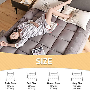 Skin Friendly Japanese Floor Mattress Futon Mattress, Japanese Futon Mattress Foldable Mattress, Roll Up Mattress Tatami Mat with Washable Cover, for Camping, Feather, Twin Full Queen ( Color : GREY ,