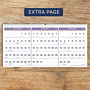 2022 Wall Calendar by AT-A-GLANCE, 24" x 12", Large, Horizontal, 3-Month Reference, Wirebound (PM1428)