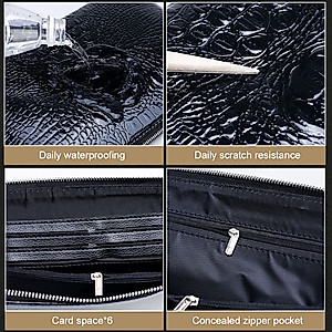 DAISHA Large Capacity Clutch Bag Purse,Business Wristlet Wallets for Men,Imitation crocodile leather texture Handbag Wallet.