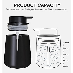 Matte Black Ceramic Soap Dispenser and Toothbrush Holder Set of 2, 12oz Hand Dish Soap Dispenser - Toothbrush and Toothpaste Cup Holders for Bathroom, Kitchen, Countertop Dresser