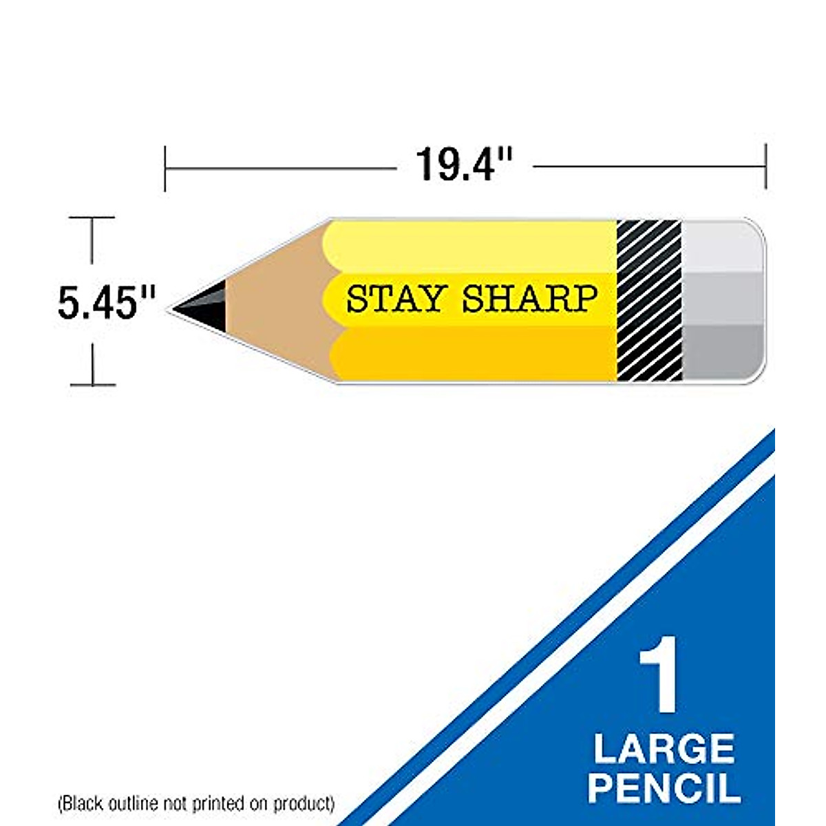 Schoolgirl Style Black, White and Stylish Supplies Bulletin Board Set?Notepad, Pencils, Pencil Pouches, Apple, Paper Clips, Scissors, Eraser, Glue Cutouts (23 pc)