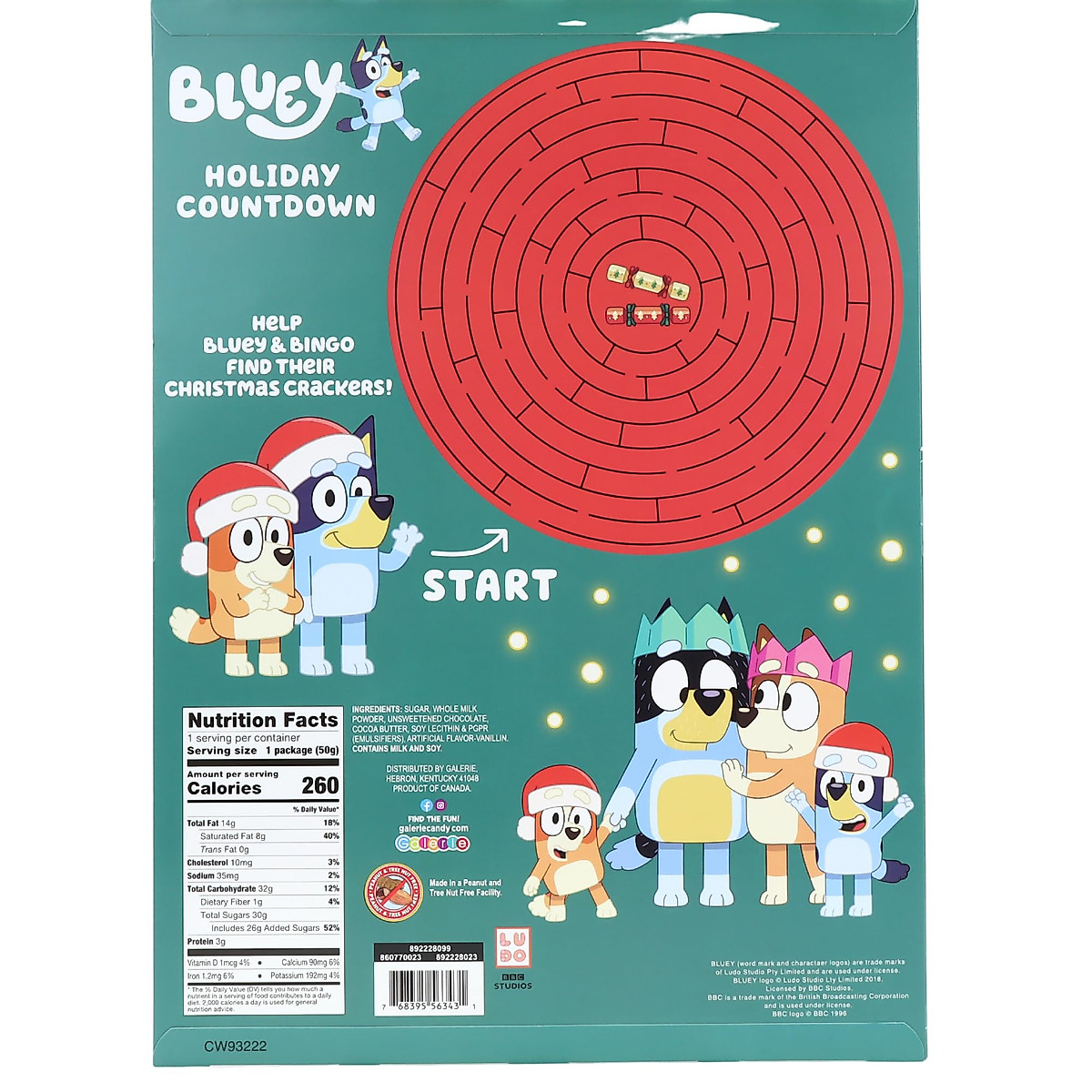 Galerie Bluey Advent Calendar, Countdown To Christmas 2023, 24 Days with Chocolate, 1.76 Ounces