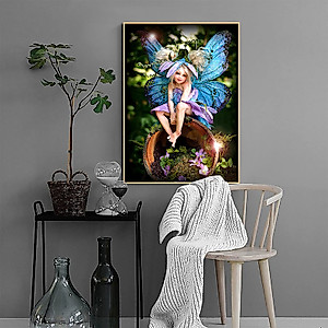FEGAGA 5D Diamond Painting Cartoon Character Angel Girl Kit for Adults Diamond Art Cartoon Character Painting by Number Kits Gem Art Wall Home Decor(11.8 x15.7 inch)