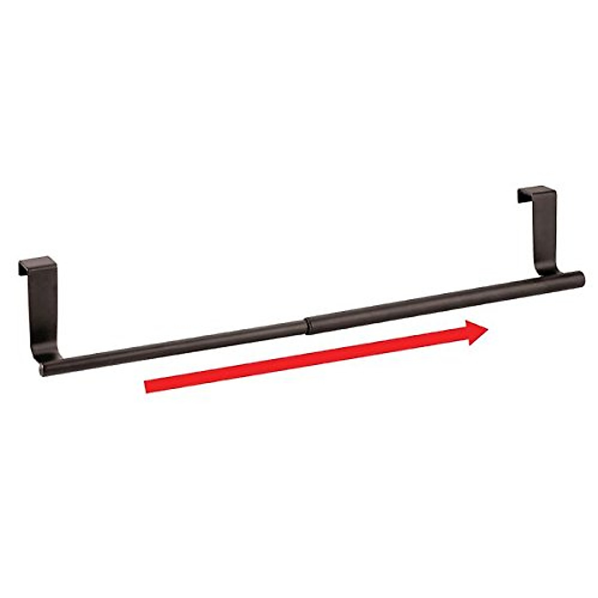 mDesign Adjustable, Expandable Over Kitchen Cabinet Towel Bar Rack - Hang on Inside or Outside of Doors, Hold Hand, Dish, Tea Towels - Customizable to 17" Wide, Omni Collection - Bronze