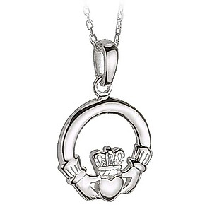 Claddagh Pendant Sterling Silver Necklace Made in Ireland