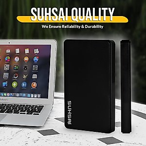 SUHSAI Portable External Hard Drive 1TB USB 3.0 Slim Pocket Size Hardisk Gaming Harddrive Storage and Data Backup Memory Extended 2.5" HDD for Xbox PS4 PS3 PC Games Mac Laptop Desktop (Black)