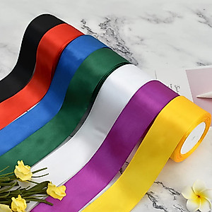 TONIFUL 2 Inch x 25 Yards Wide Royal Blue Satin Ribbon Solid Fabric Ribbons Roll for Valentine's Day Crafts Gift Wrapping Invitation Cards Floral Hair Bows Sewing Party Wedding Car Decoration