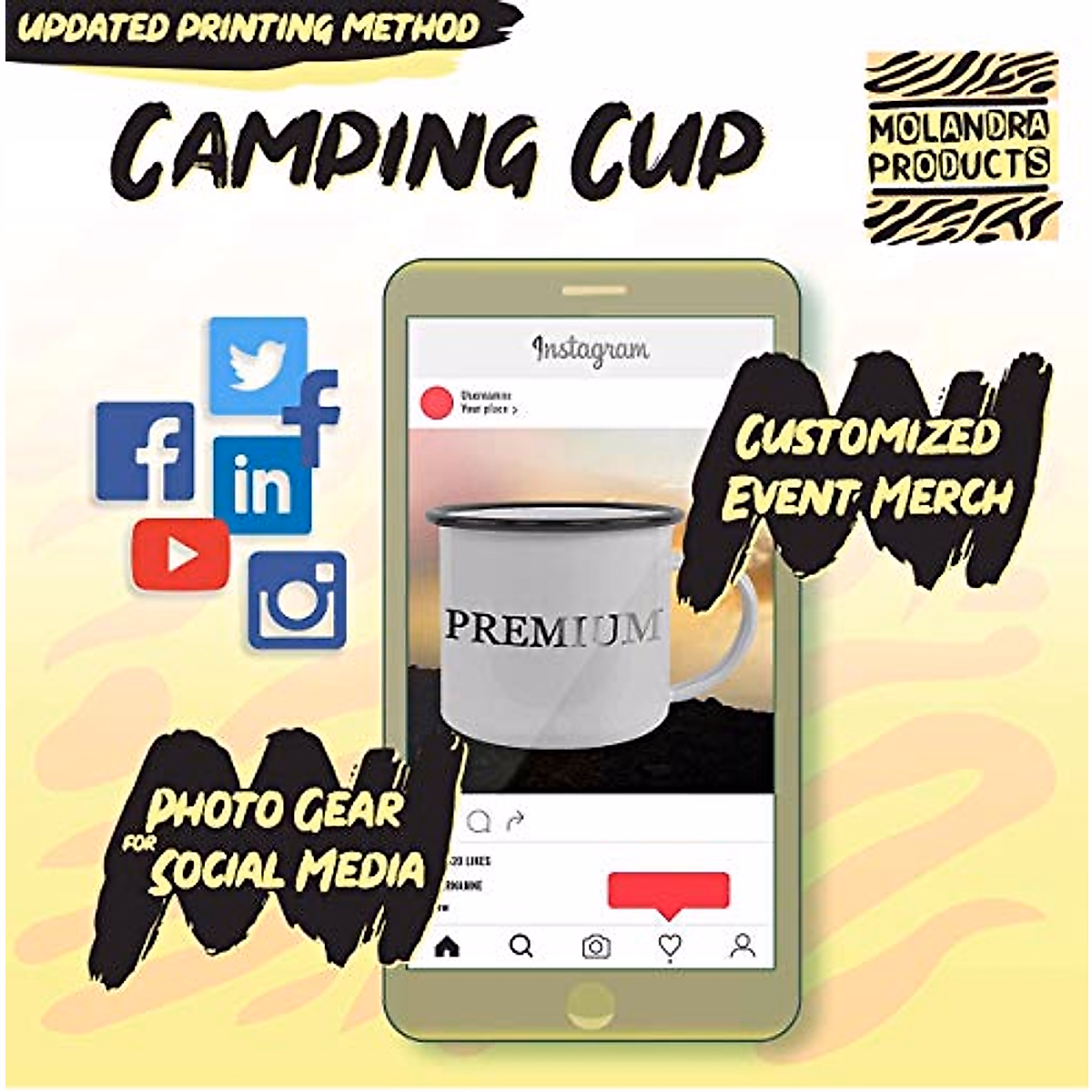 Molandra Products got dialled? - 12oz Camping Mug Stainless Steel, Black