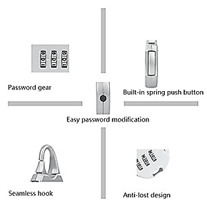 SDTC Tech 5 PCS Combination Luggage Lock Password Security Padlock Zinc Alloy Black Small Safe Combination Padlocks for Luggage Briefcases Suitcases Backpacks Computer Bags Locker Tool Cabinet
