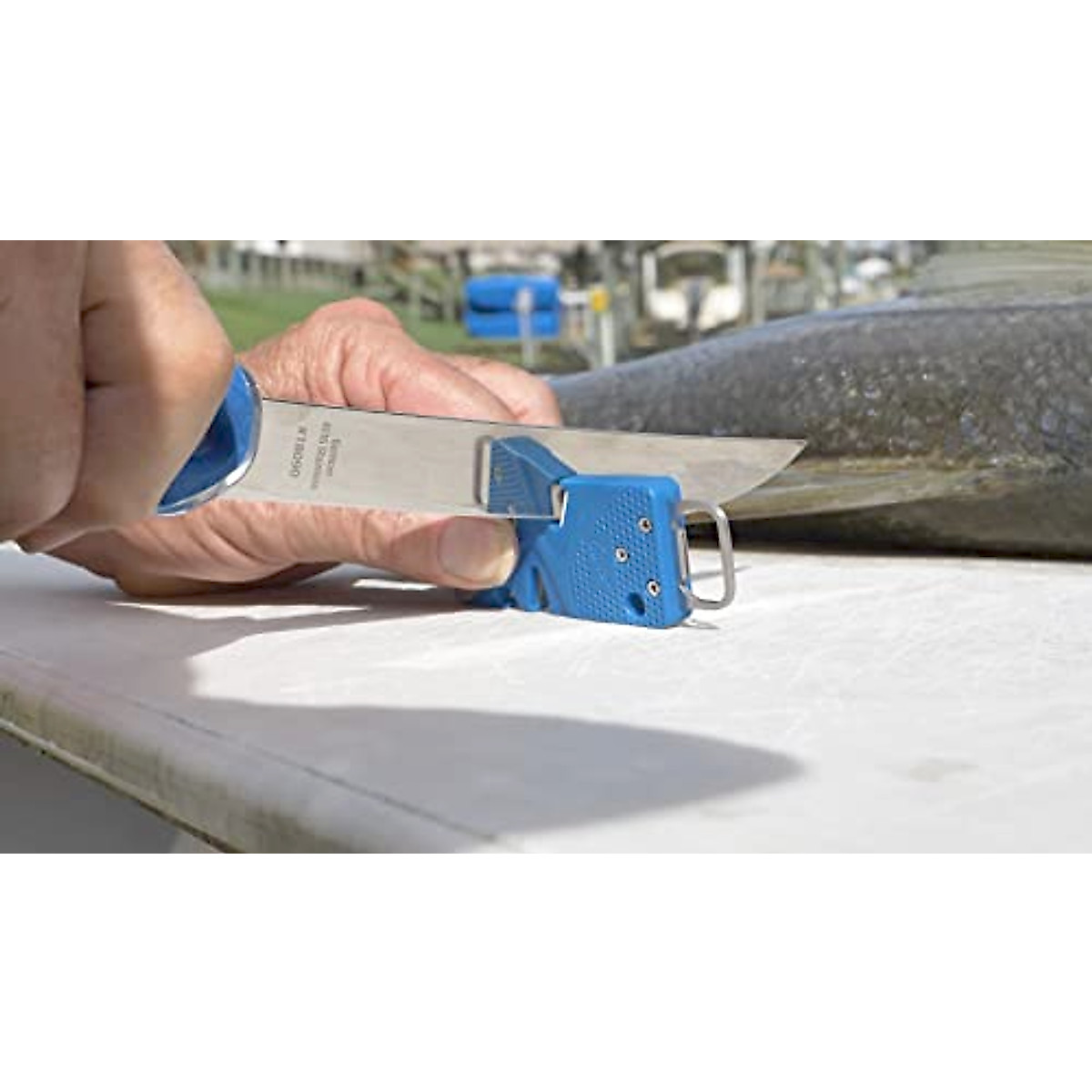 CUDA Diamond Pocket Sharpener #23062 | Compact Portable Sharpener with Integrated Line Cutter, Bottle Opener, & Hook Sharpening Grooves