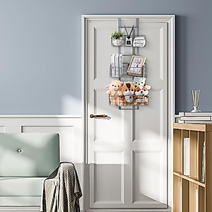 Detachable 3-Basket Over The Door Organizer, Heavy Duty Iron Hanging Shelf Door Back Storage Organizer Rack for Kitchen, Bathroom(Black).