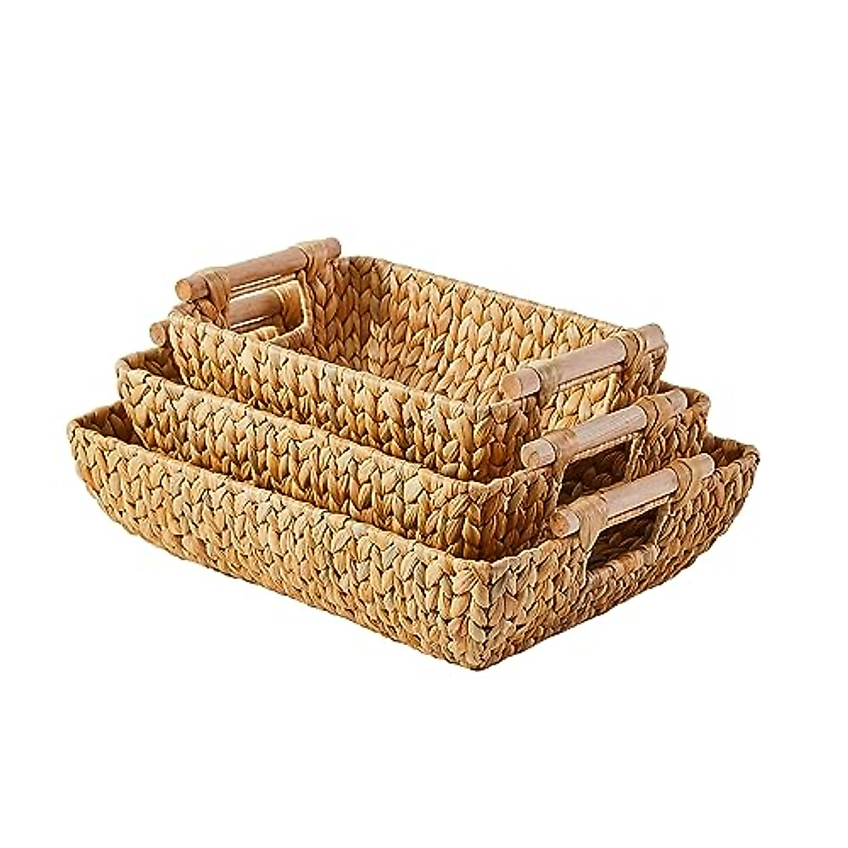 Berdeng Wicker Storage Basket, Large Baskets for Gifts Empty, Small Baskets for Organizing, Woven Storage Baskets for Shelves, Toy Basket, Set of 3(Sea Grass)