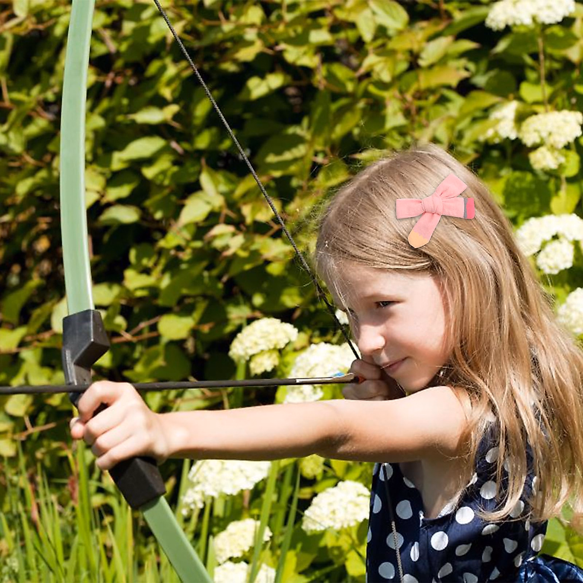 Fepibur 4 PCS Back To School Hair Clips for Girls, Hand Painted Yellow and Pink Pencil Bows, Hair Accessories for Little Teen Toddler Girls Students