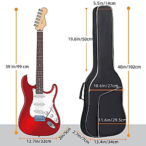 GIGKOUKI 39 inch Electric Guitar Bag Gig Bag 8mm Padding Backpack Padded Soft Guitar Case Black with Back Hanger Loop and Neck Strap