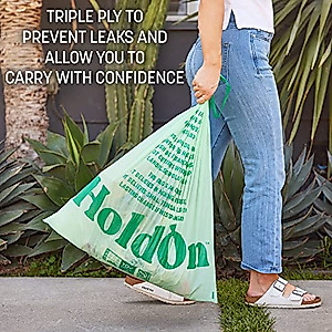 HoldOn Large Trash Bags 13 Gallon – Plant-Based Garbage Bags with Drawstring Handles for Tall Trash Bins – Trash Bags for Kitchen Bin (40 bags)