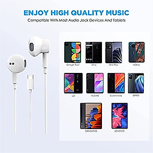 2 Pack USB C Headphones, In-Ear Earbuds with Microphone & Remote Control Noise Cancelling Wired Type C Earphones, Compatible with Android Smartphone Galaxy S20/Note 20/Pixel 5, iPad Pro 2020