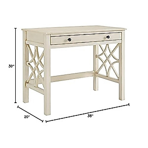 Linon Desk, Antique White, 38 x 20 x 30