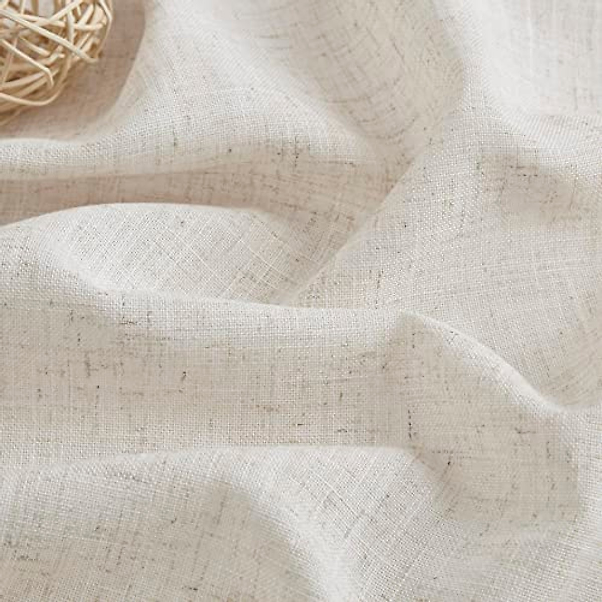 Vision Home Natural Pinch Pleated Semi Sheer Curtains Textured Linen Blended Light Filtering Window Curtains 108 inch for Living Room Bedroom Pinch Pleat Drapes with Hooks 2 Panels 42" Wx108 L