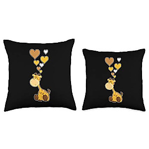 Cute Giraffe Hearts Apparel Cute Hearts-Giraffe Lover Throw Pillow, 16x16, Multicolor