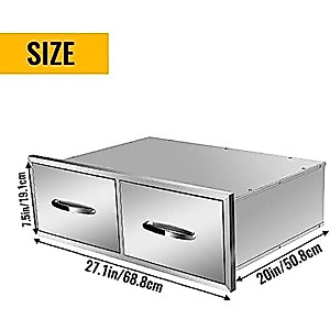 Outdoor Kitchen Stainless Steel Triple Access BBQ Drawers with Chrome Handle,30Wx20Dx10H
