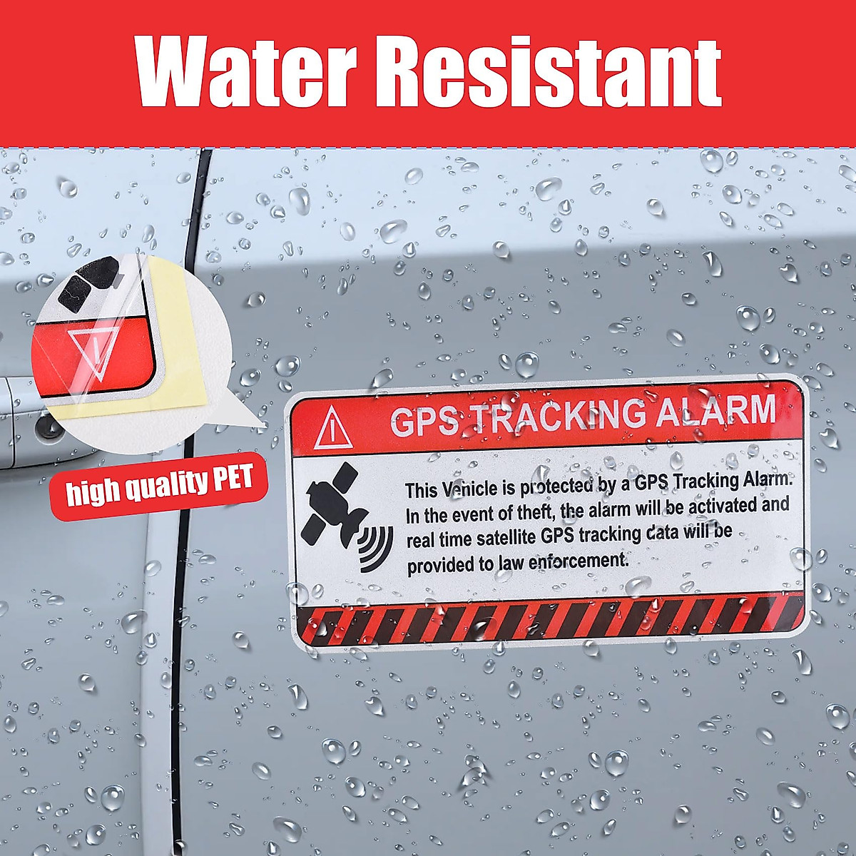 10 Pcs GPS Tracking Sticker, Car Alarm Sticker Self Adhesive GPS Warning Anti-Theft Stickers for Cars Sign Decal GPS Tracker for Bicycles Motorcycle Car Window Vehicles Bumper Truck Decals