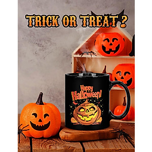 Cessfle Halloween Pumpkin Color Changing Mug, 11oz Halloween Heat Changing Coffee Mugs, Funny Halloween Mugs, Halloween Gifts For Kids Adult