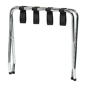 IRIS USA Steel Folding Foldable Luggage Rack Suitcase Stand Shelf, Space Saving for Guest Room, Bedroom, Hotel, Holds up to 110 lbs, Chrome Silver