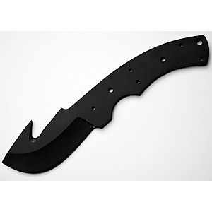 Whole Earth Supply 1095 High Carbon Steel Guthook Knife Blank Blade Hunting Skinning Skinner 1095HC Black Powder Coated