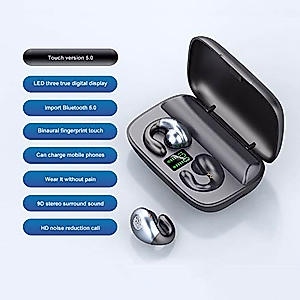 Open Ear Earbuds Earhooks Mini Bone Conduction Headphones Wireless Earbuds with Waterproof Bluetooth Cycling Earpiece Noise Canceling Headset Sports Bluetooth 5.0 Earphones Headset for Cycling Driving