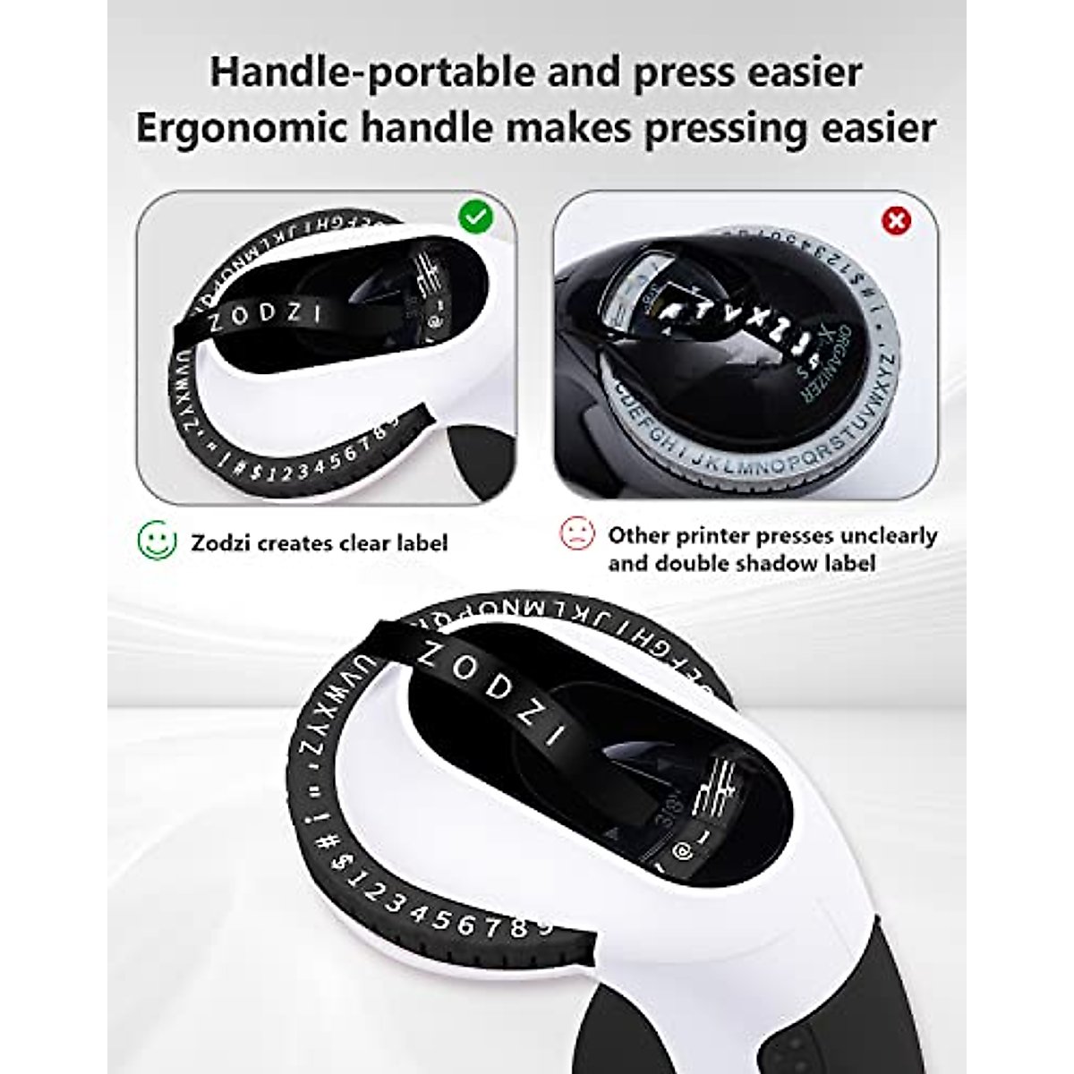 Zodzi Embossing Label Maker Machine with Tapes, Embosser Handheld Label Machine, Vintage Label Maker Embossed Labeler with 3 Rolls Emboss Tapes for Home DIY Crafting - Black