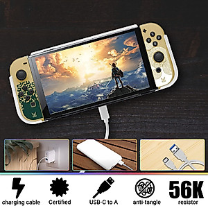 Orzly Accessory Bundle kit for Nintendo Switch Oled Accessories Essentials Pack Case and Screen Protector Comfort Grip Cover Headphones charger cable Games holder and more - Gift boxed OLED Edition