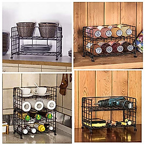 X-cosrack Adjustable Water Bottle Organizer,4-Tier Wall-Mounted Water Bottle Holder, Stackable Water Bottle Storage Rack for Kitchen Countertops,Pantry, Cabinet,Black(Patent No.: US D950,280 S)