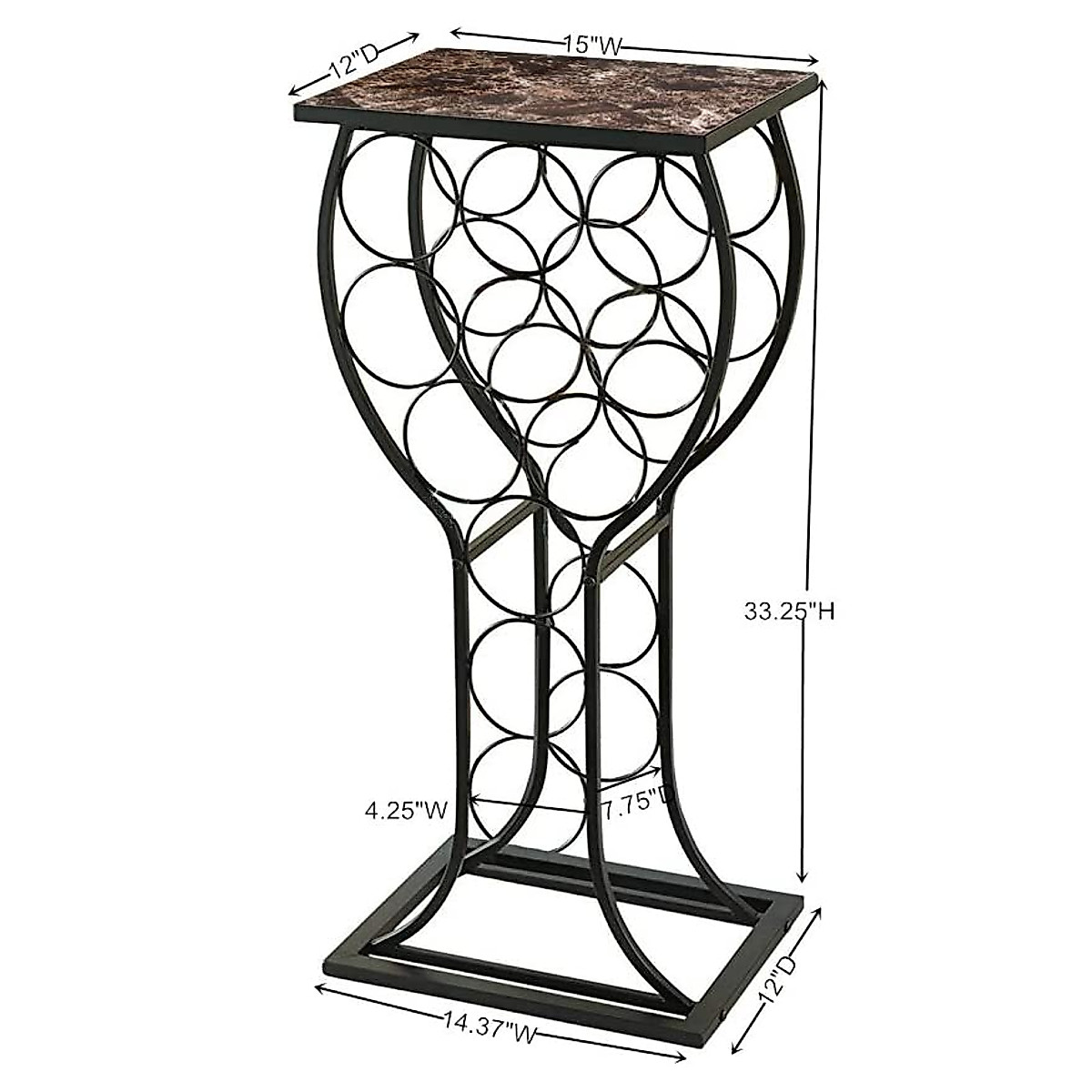 Kings Brand Furniture Metal with Marble Finish Top Wine Storage Organizer Display Rack Table, Black (FBA_WR1350)