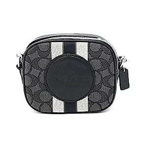 Coach Women's Mini Dempsey Camera Bag In Signature Jacquard With Stripe And Coach Patch (Silver/Black Smoke Black Multi)