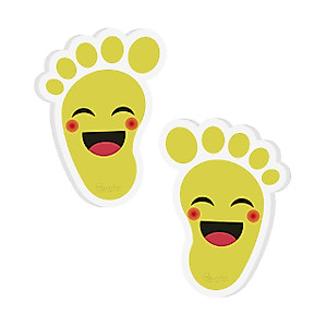 Beautyflier Yellow Cartoon Kids Footprint Stickers (20 Pairs) - Waterproof PVC Material, Self-Adhesive, Social Distance Guides for Nursery, Party, School, Wall & Floor Decor