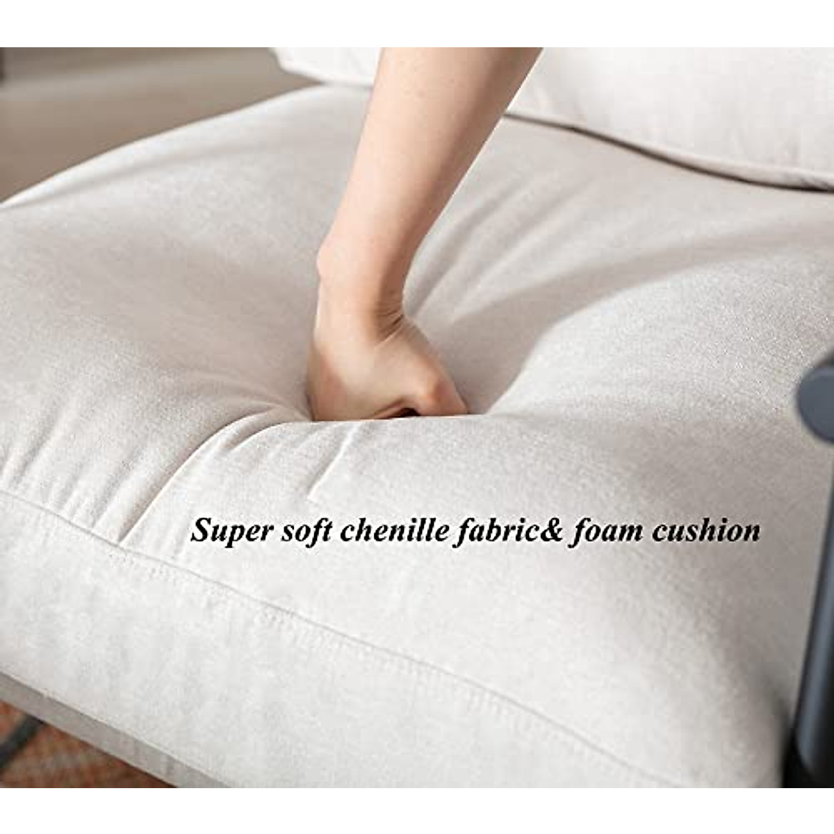 DUOMAY Mid-Century Modern Accent Chair - Soft Linen Upholstered Lounge Reading Chair for Bedroom - Comfy Lightweight Livinig Room Chairs - Beige