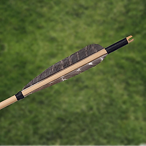 Huntingdoor 12 Pcs Turkey Feather Fletching Wooden Arrows Archery Target Arrows with Field Points for Recurve Bow or Longbow Targeting Practice Shooting (NATURE)