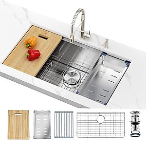 Kitchen Sinks 33x19 inch Workstation Undermount Sink Stainless Steel Sink 16 Gauge Single Bowl Kitchen Sinks with Accessories