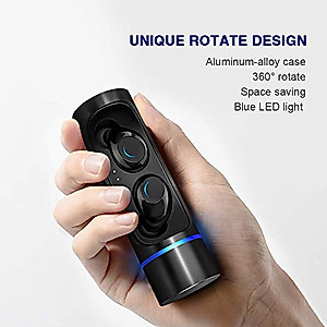 True Wireless Earbuds, Bluetooth Earphone 3D Stereo Sound In-ear Wireless Earbuds, Auto Pairing Sweatproof Wireless Earphones with Aluminum Alloy Charging Case, Built-in Mic & 3 Types of Tips(S,M,L)