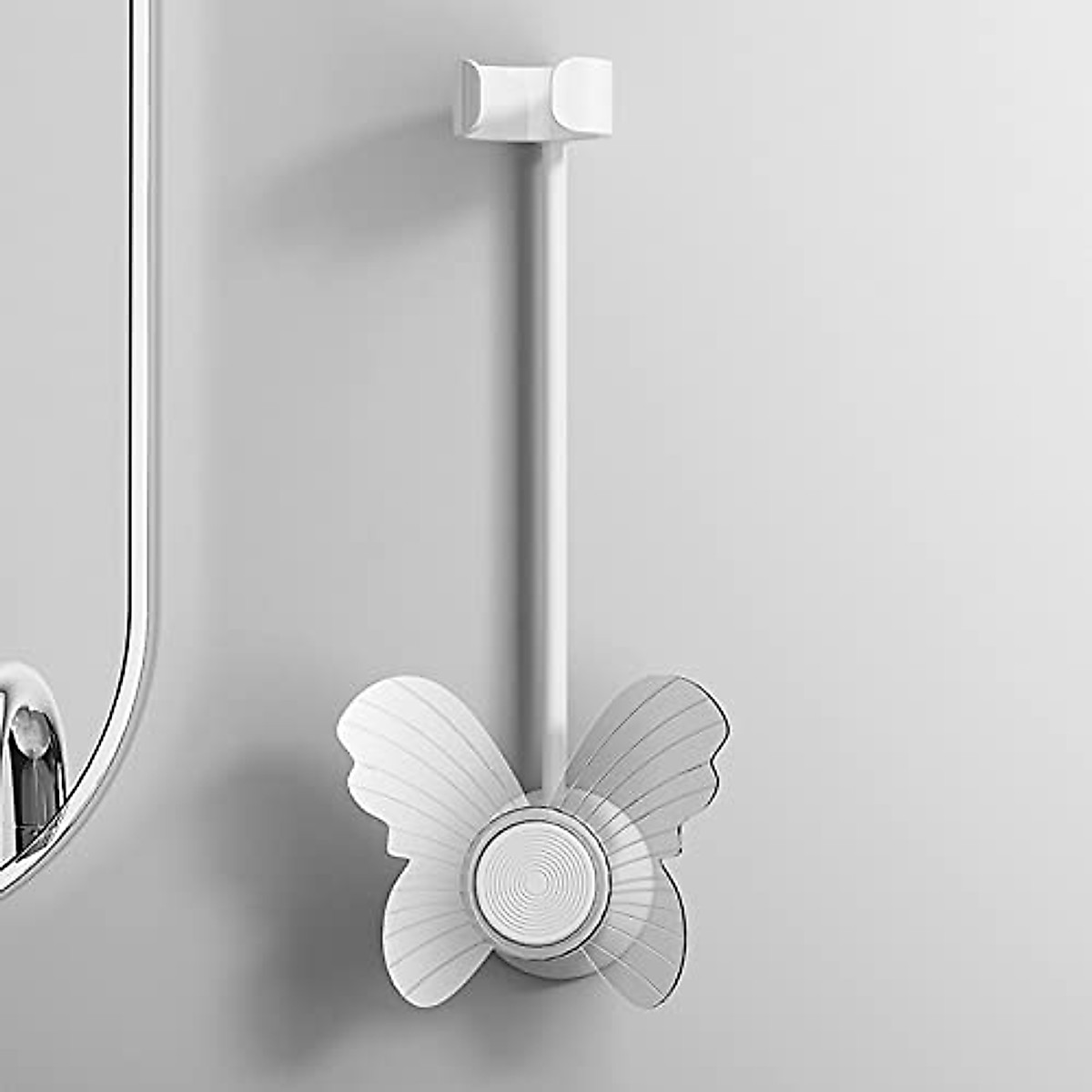 Menolana Wall Mount Hair Dryer Holder, Bathroom Bendable Rod Hairdryer Stand No, Butterfly White