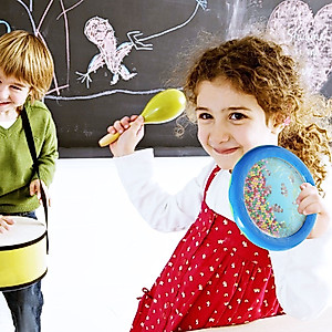 ZIQI 2 PCS 10" and 7" Ocean Drums, Wave Bead Ocean Drum Musical Instrument Percussion (Red & Blue) For Ocean Sound Effect, Sea Sound Drum for Family game, Gift ideas, Relax, Soothing emotion