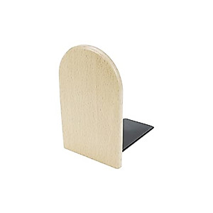 Pufguy Round Edge Beech Bookends Minimalist Wooden Book Stand Book CD for Shelves Desktops Office Library-2pcs