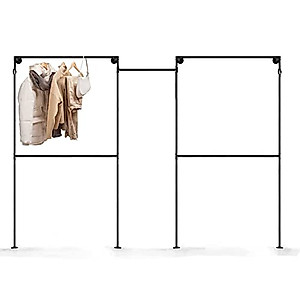 SERENITA 1 inch Heavy Duty Industrial Pipe Clothing Rack, Hanging Rod for Closet, Wall Mounted Multi Purpose (80" x 94" Double, Black)