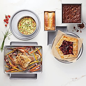 Anolon Pro-Bake Aluminized Steel Bakeware Set, Includes Cookie Pans, Loaf and Pizza Pan, 4 Piece - Silver