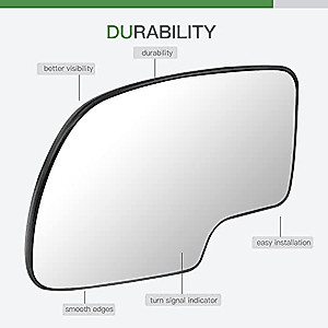 SCITOO Replacement Mirror Glass Driver Side Compatible with 1999-2006 for Chevy Silverado Pickup 2007 for Chevy Silverado Pickup 2000 for Chevy Suburban 2001-2006 for GMC Yukon XL for GMC Sierra