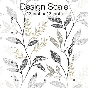 RoomMates RMK12178PLW White Cottage Vine Peel and Stick Wallpaper, Grey, Taupe