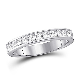 Jewels By Lux 14kt White Gold Womens Round Diamond 3mm Wedding Band Ring 1/4 Cttw Ring Size 8