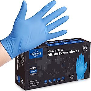 TitanFlex Nitrile Exam Gloves, Blue, 6-mil, Small, Box of 100, Heavy Duty Nitrile Gloves Disposable Latex Free, Powder Free, Medical Gloves, Cooking Gloves, Mechanic Gloves, Cleaning Gloves